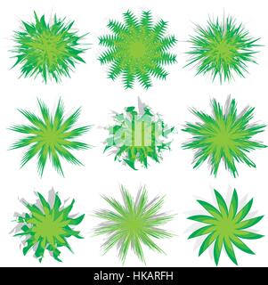 Set trees top view in color. Pictograms for general plans landscape ...