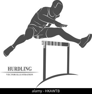Man hurdles race male athlete competing vector abstract background ...