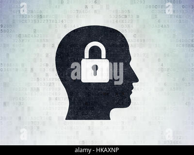 Data concept: Head With Padlock on chalkboard background Stock Photo ...