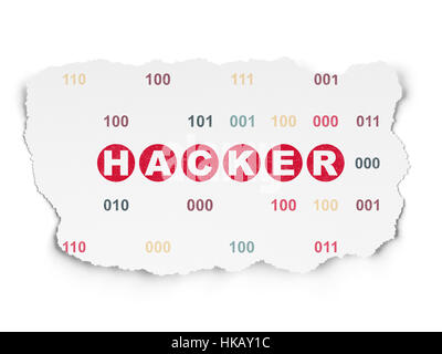 Protection concept: Hacker on Torn Paper background Stock Photo - Alamy