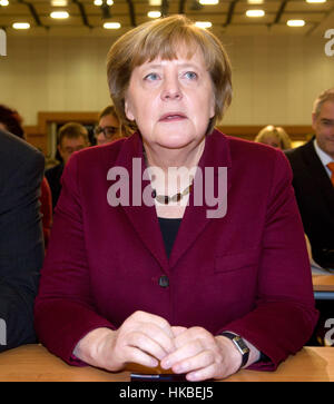 Grimmen, Germany. 28th Jan, 2017. German Chancellor Angela Merkel (CDU ...