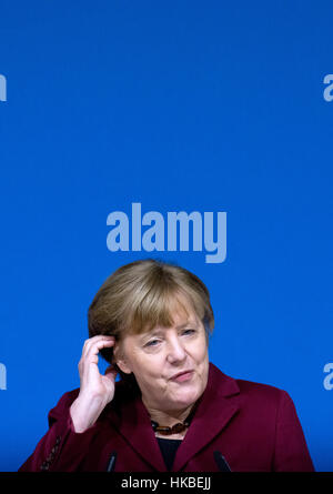 Grimmen, Germany. 28th Jan, 2017. German Chancellor Angela Merkel (CDU ...