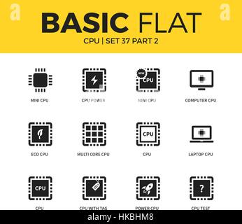 Computer CPU processor chip icon digital blue for any design isolated ...