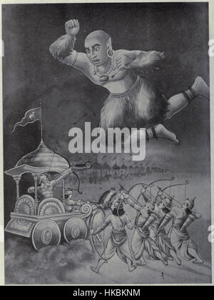 This artwork portrays a scene from the Mahabharata, where the god Indra ...