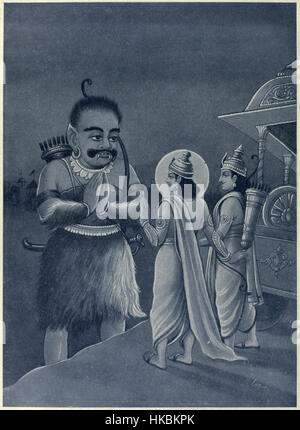 This painting depicts the mythical battle where Ghatotkacha defeats the ...