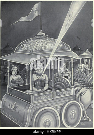 This artwork portrays a scene from the Mahabharata, where the god Indra ...