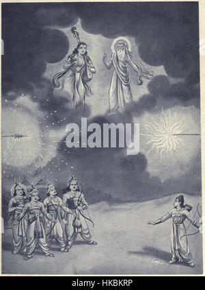 This artwork depicts a key scene from the Mahabharata, where ...