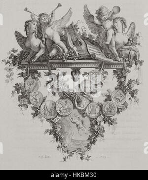 This 1782 artwork depicts ancient coins from Miletus, featuring designs ...