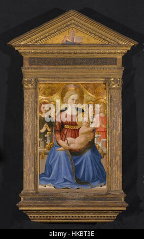 This artwork by Zanobi Strozzi depicts the Virgin Mary and child surrounded by angels. The piece ...
