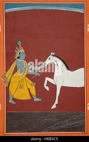 This artwork depicts the legendary moment when Krishna and Balaram ...
