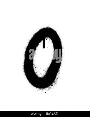 Zero number in dripping graffiti style. Street style font isolated on ...