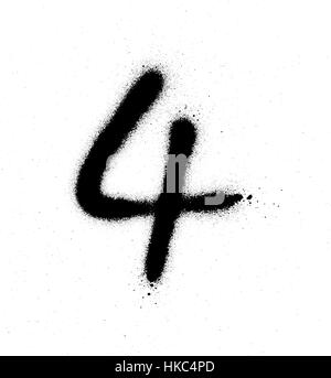 graffiti sprayed number 4 four in black on white Stock Vector Image ...