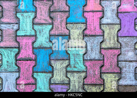 Pavement concrete H shaped slabs texture top view, urban patterns and ...