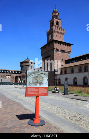 Main gate or Torre del Filarete Castello Sforzesco. Milan, Italy Stock ...