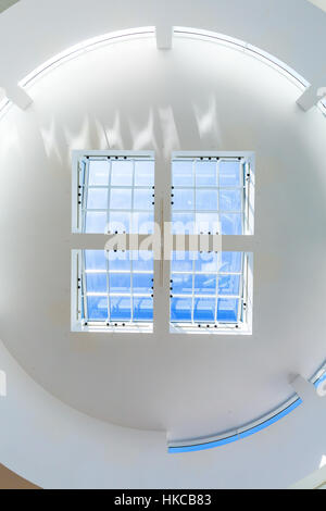 High tech building with glassed roof and white walls Stock Photo - Alamy