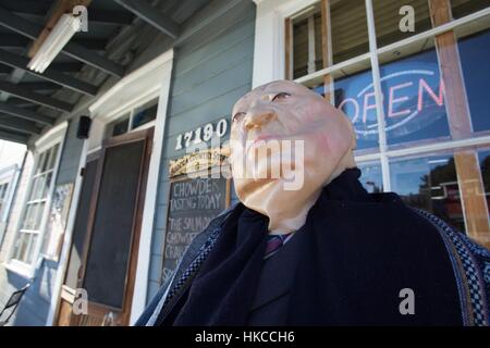 A statue of Alfred Hitchcock, outside the Bodega Country Store, in ...