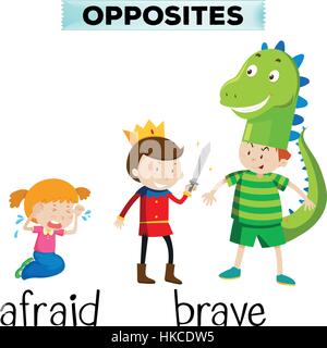 Opposite words with brave and afraid illustration Stock Vector Image ...