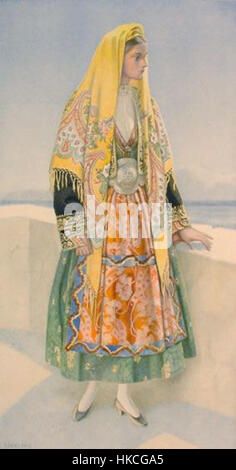 This image depicts a traditional Greek costume from Vraka, Skyros ...