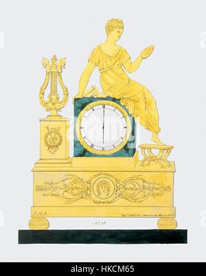 This sketch depicts a French Empire style clock featuring Orpheus ...