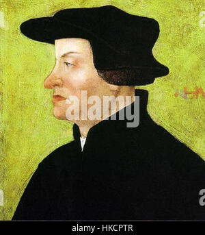 This portrait depicts the reformer Ulrich Zwingli, a key figure in the ...