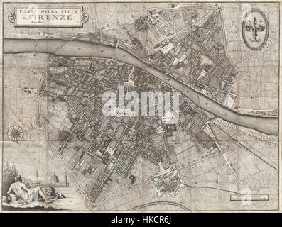 This antique map of Florence, Italy, offers a historical view of the ...