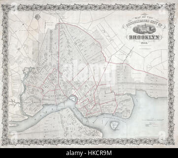The 1863 McCloskey Pocket Map of Brooklyn offers a detailed view of the ...