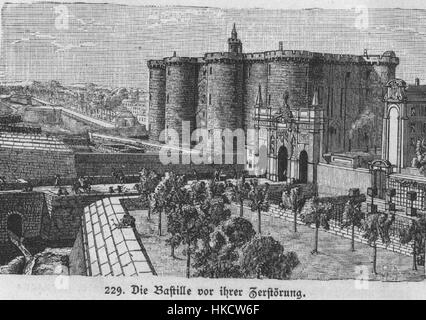 An artwork depicting the Bastille prison in Paris, France, as it ...