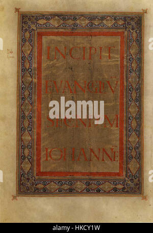 An intricately designed manuscript page featuring dense, gothic-style ...