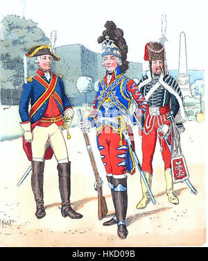 A historical painting depicting Russian troopers from the late 18th ...
