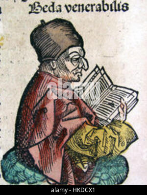 An illustration or depiction of Bede, the Anglo-Saxon scholar ...