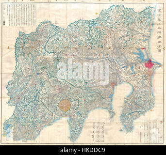 The 1843 Tienpo 14 Edo Period map shows Mt. Fuji, Tokyo, and the ...