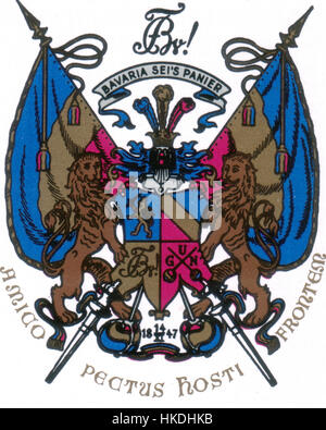 This vintage oil painting titled 'Wappen Brand' depicts a coat of arms ...