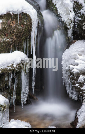 Myra Falls, icy waterfall in winter, Piestingtal, Lower Austria ...