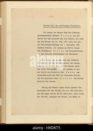 This page from Adolf Hitler's Political Testament, dated 1945, offers ...