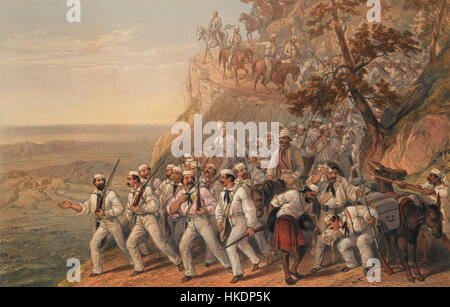 This painting depicts the *Indian Mutiny* (1857) at the Mhow Fort ...