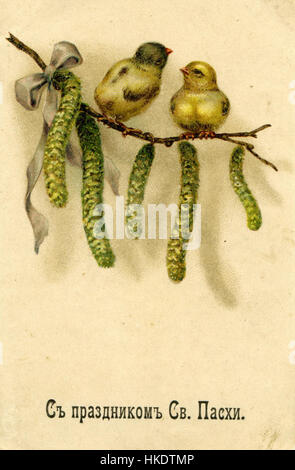 This vintage Russian Easter postcard captures traditional Easter themes ...