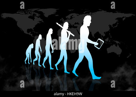 Human evolution into present modern / digital world Stock Photo - Alamy