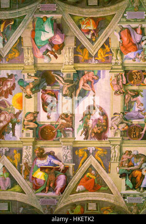 Sistine Chapel ceiling. The Creation of Adam, detail of a fresco in the Sistine Chapel by ...
