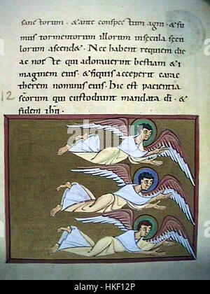 This is an illustration from the Bamberg Apocalypse manuscript, showing ...