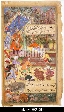 This scene from the 'Baburnama' manuscript illustrates the historical ...