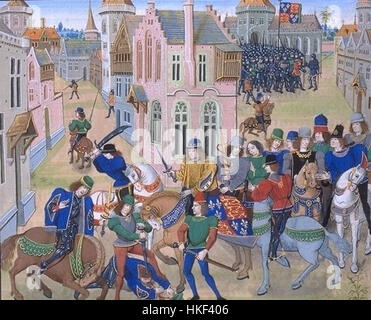 This artwork depicts the death of Wat Tyler, a key figure in the ...