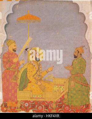 This painting depicts Emperor Farrukhsiyar, the Mughal ruler, bestowing ...