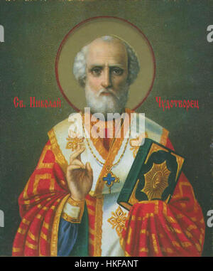 This image depicts Saint Nicholas, known for his kindness and ...