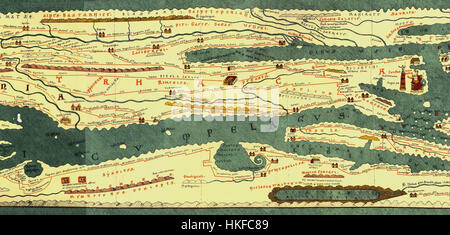 The Tabula Peutingeriana is a Roman road map, showing the extent of the ...