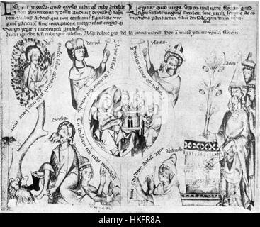 A medieval illustration from the Biblia pauperum manuscript, depicting ...