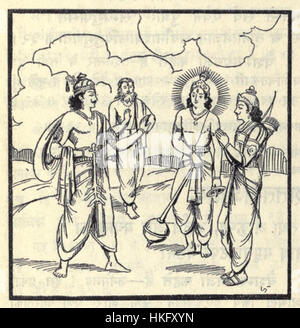 An artwork depicting a scene from Hindu mythology or history, where a ...
