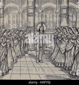 This artwork depicts the mythological scene where Lord Krishna kills ...