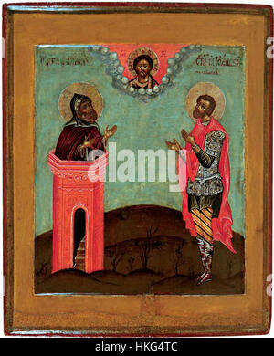 This Russian icon depicts Simeon Stylites, a Christian ascetic known ...