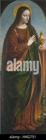 This painting portrays Saint Mary Magdalene reading, symbolizing ...
