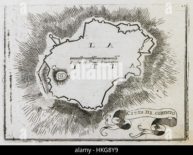 'Citta di Corinto' (1708) by Vincenzo Maria Coronelli is a detailed ...